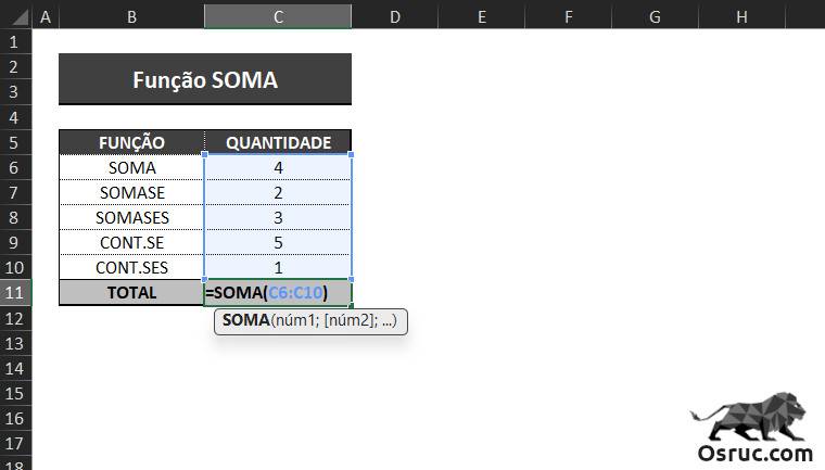 Como fazer uma fórmula com a função SOMA do Excel?